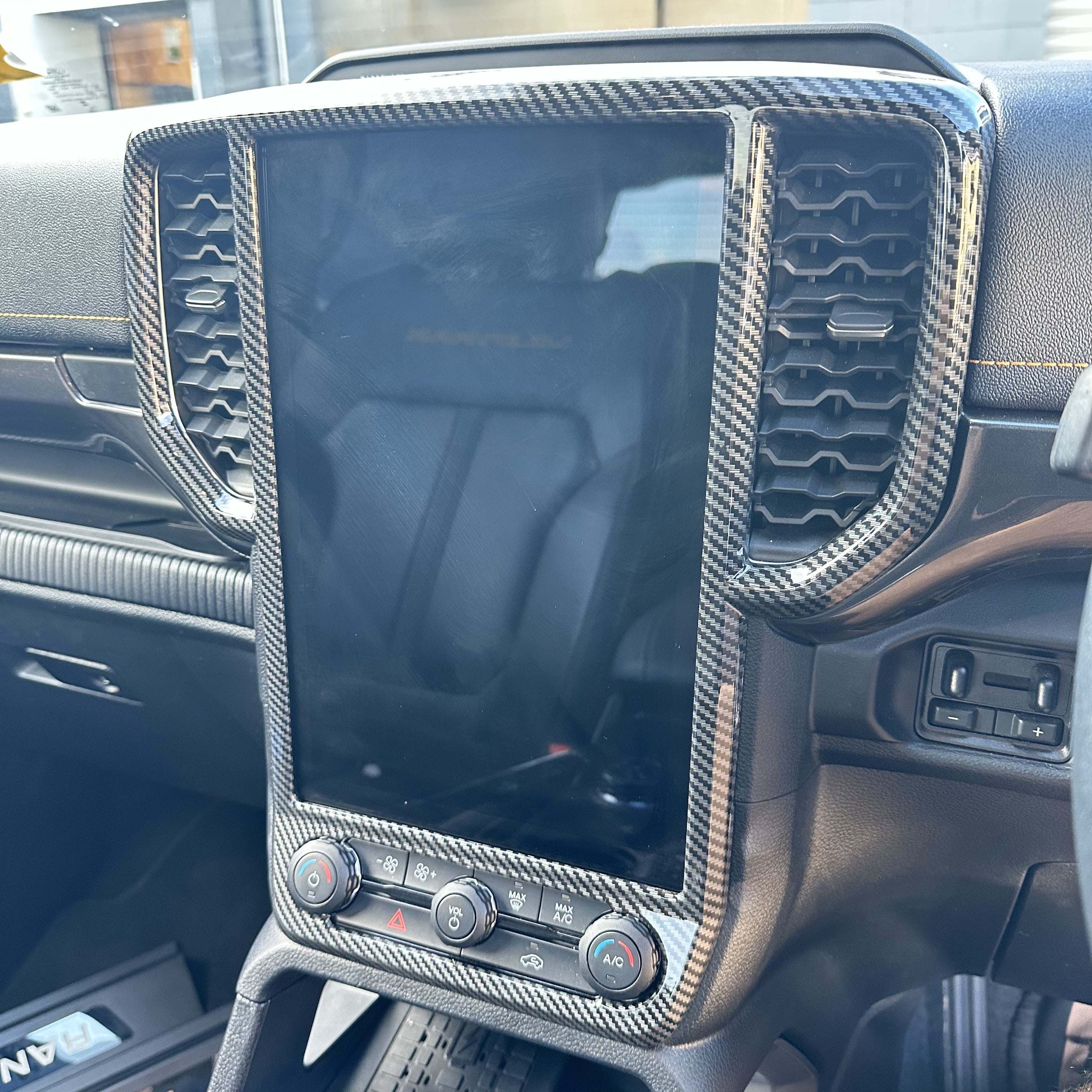 Carbon Fiber Interior Car Inner Middle Air Vent Trim Cover for Ford Ra